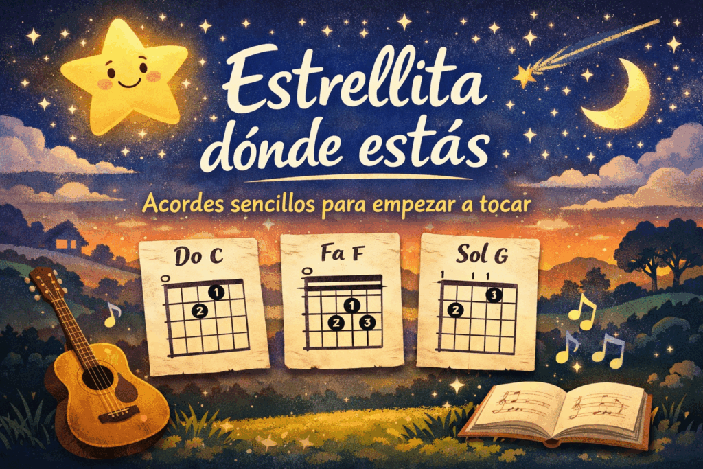 Estrellita dónde estás: acordes sencillos para empezar a tocar ...